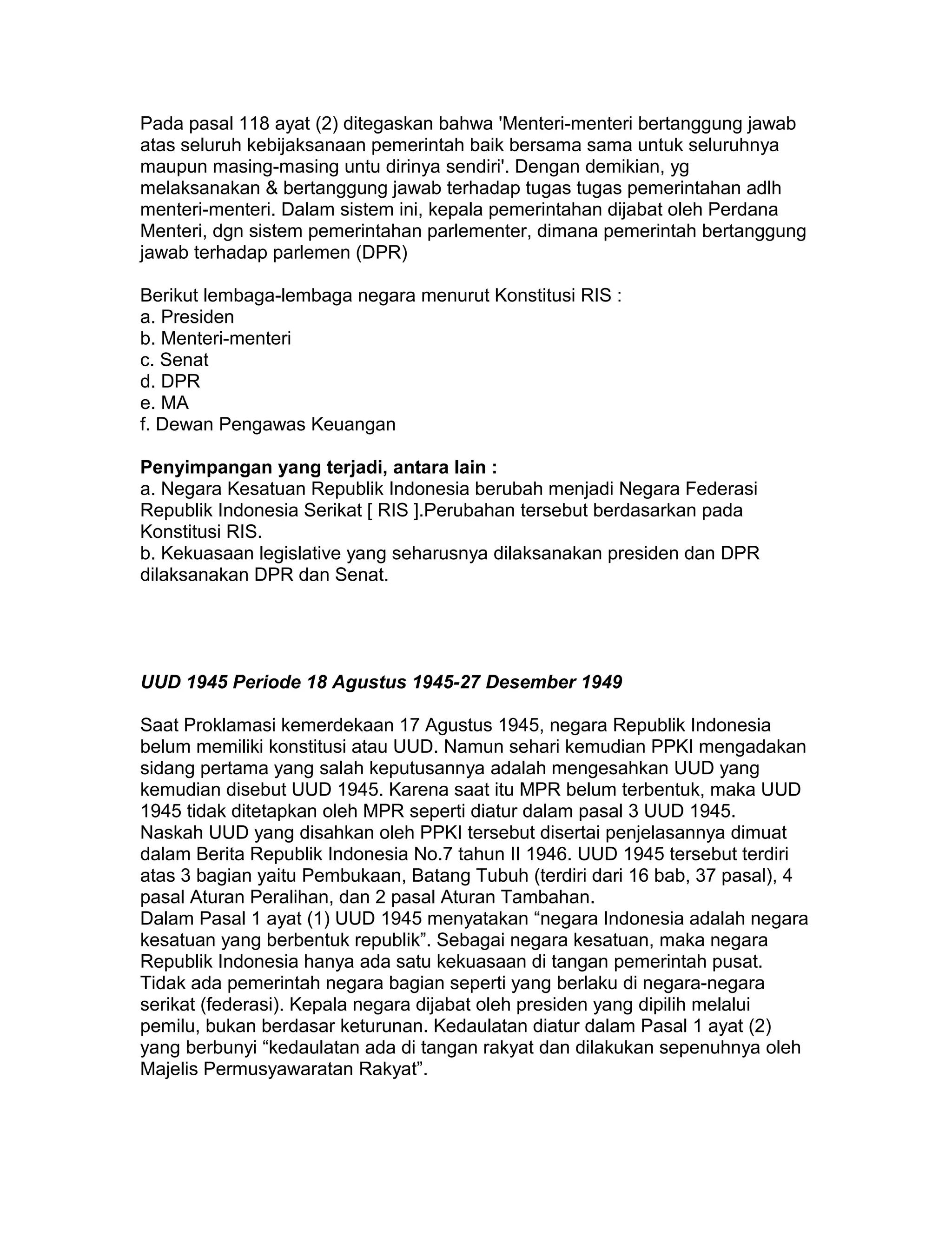 Sistem pemerintahan-pada-masa-konstitusi-ris | DOC