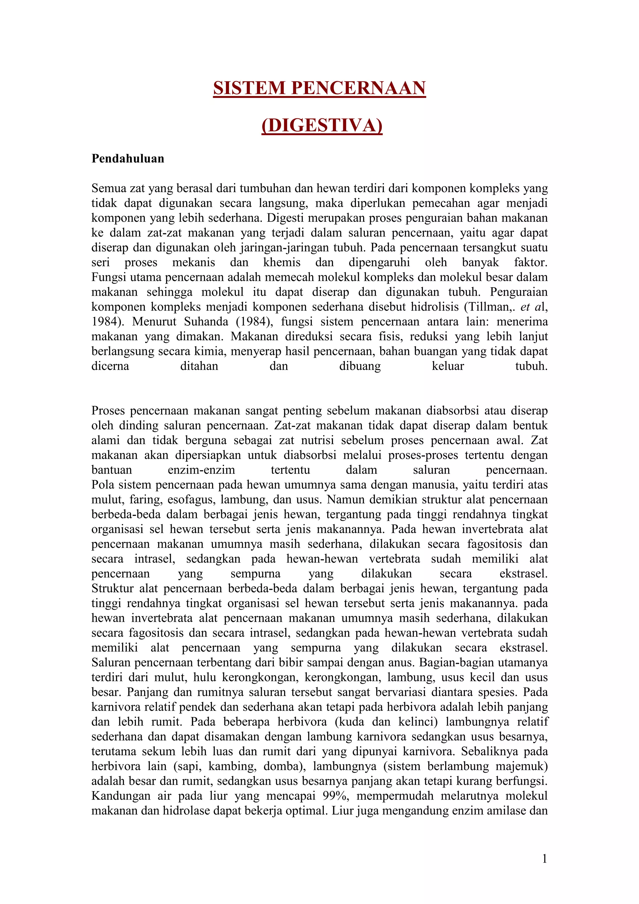 Sistem pencernaan-hewan | PDF