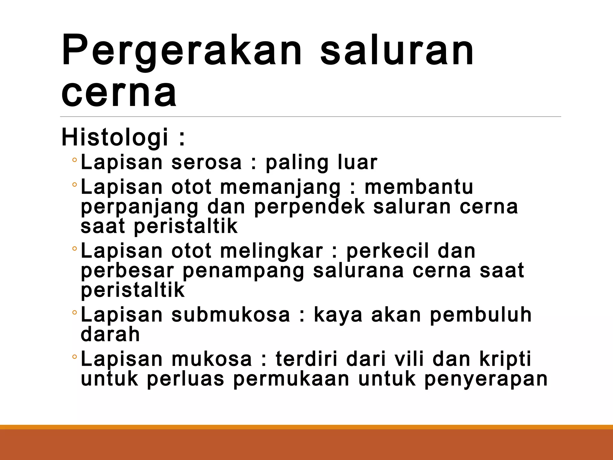 Sistem pencernaan (fungsi dan pergerakan saluran cerna) | PPT