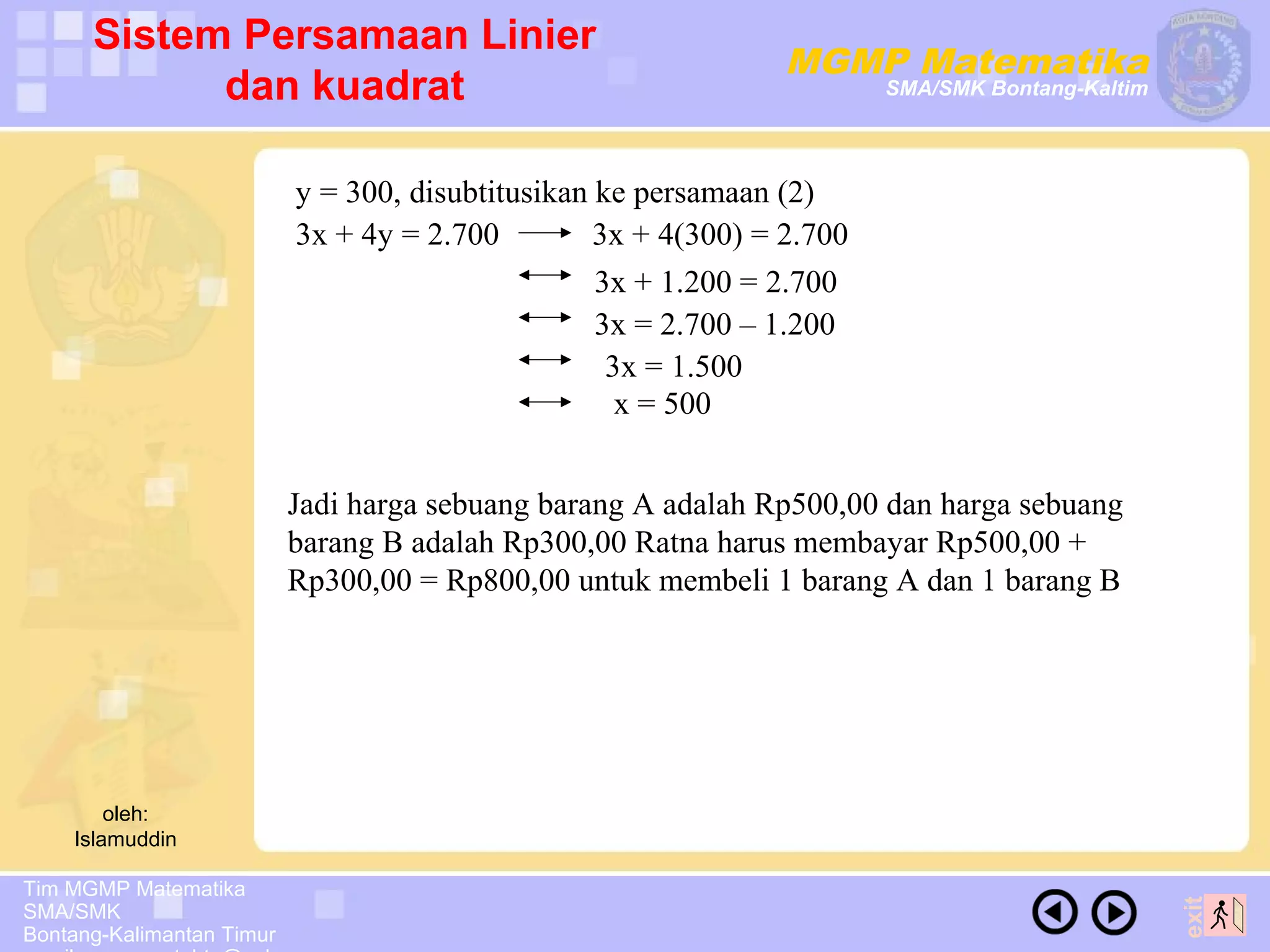Sistem persamaan-linier | PPT