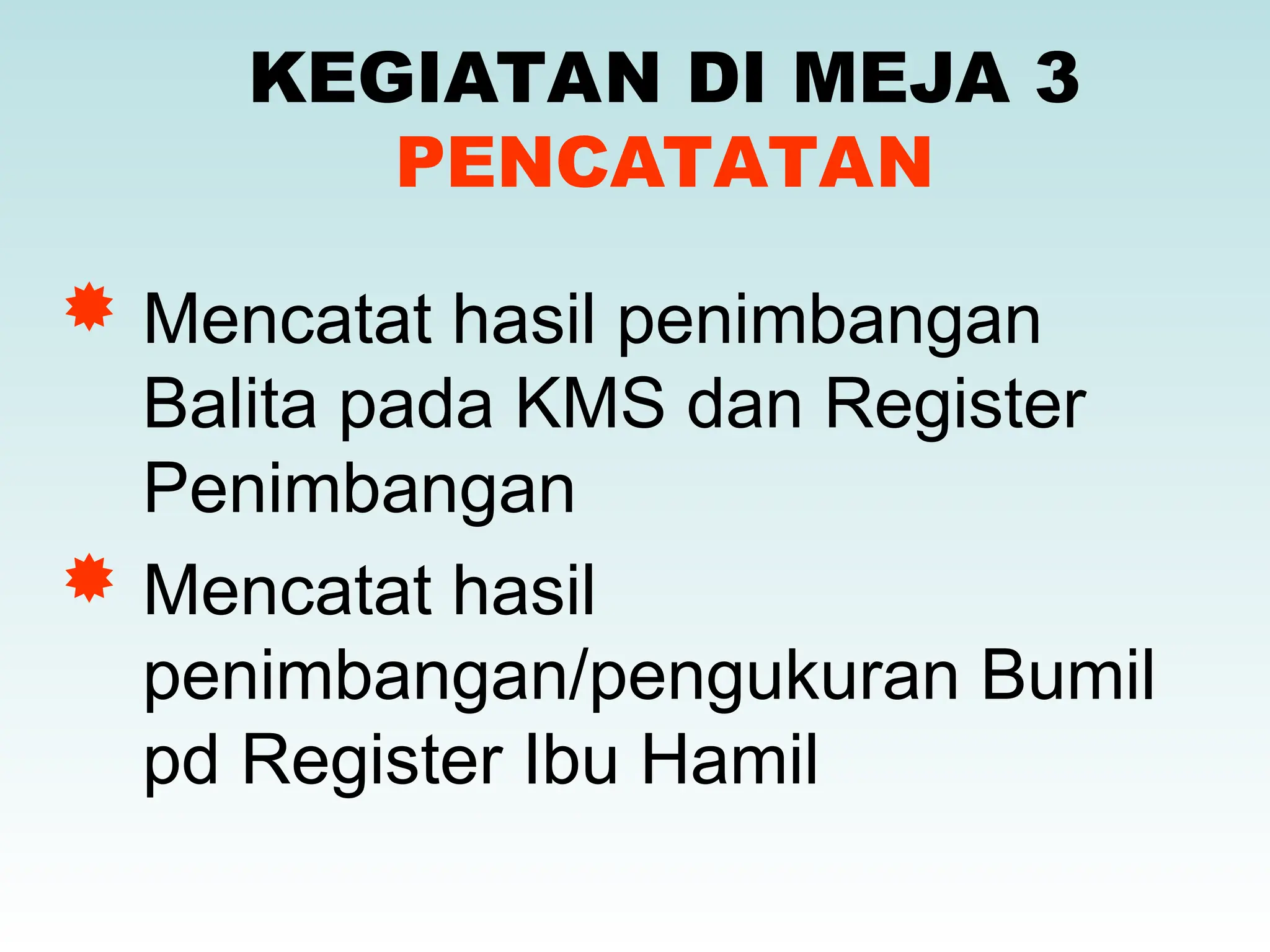SISTEM 5 MEJA DALAM POSYANDU MEJA 1 PENDAFTARAN | PPT