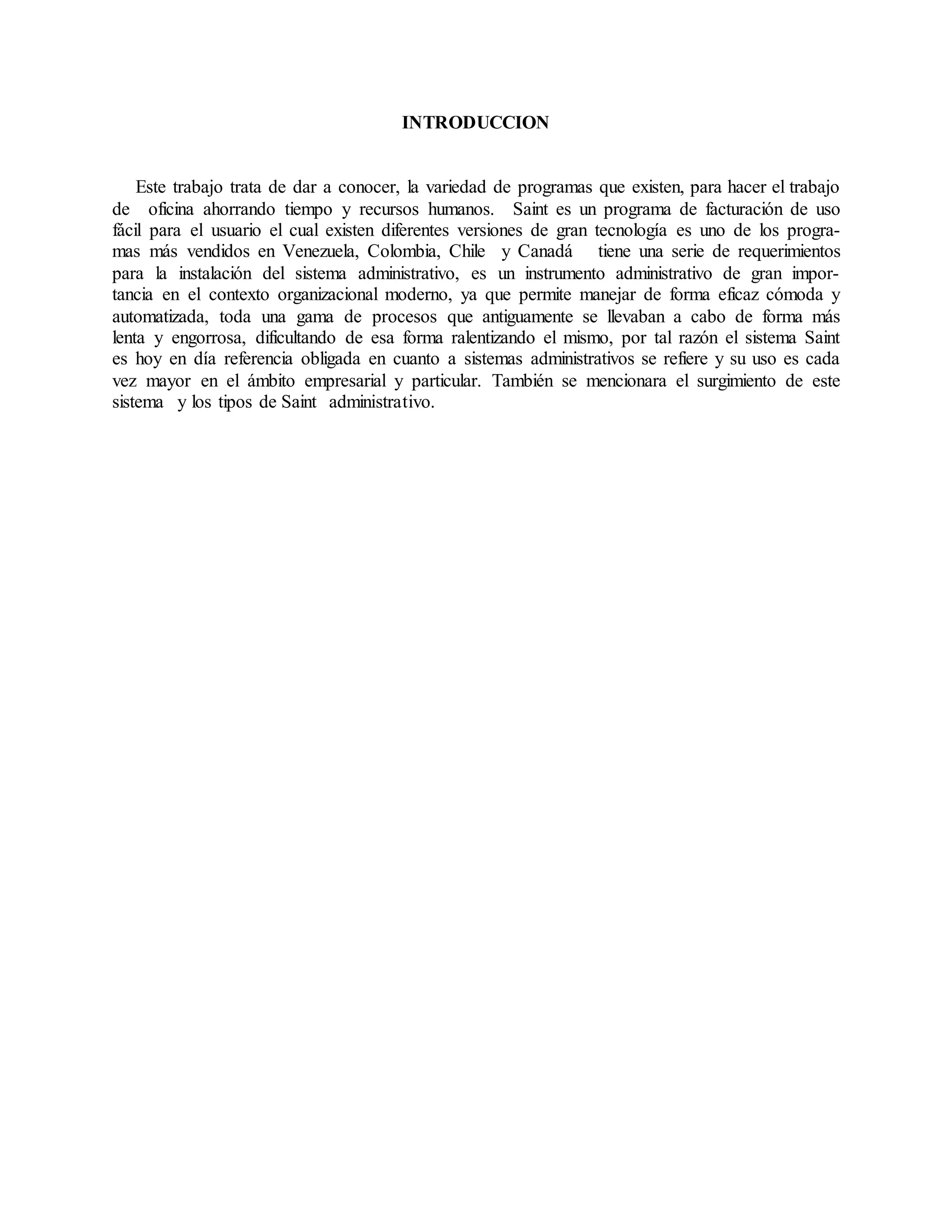 Sistema administrativo saint | PDF