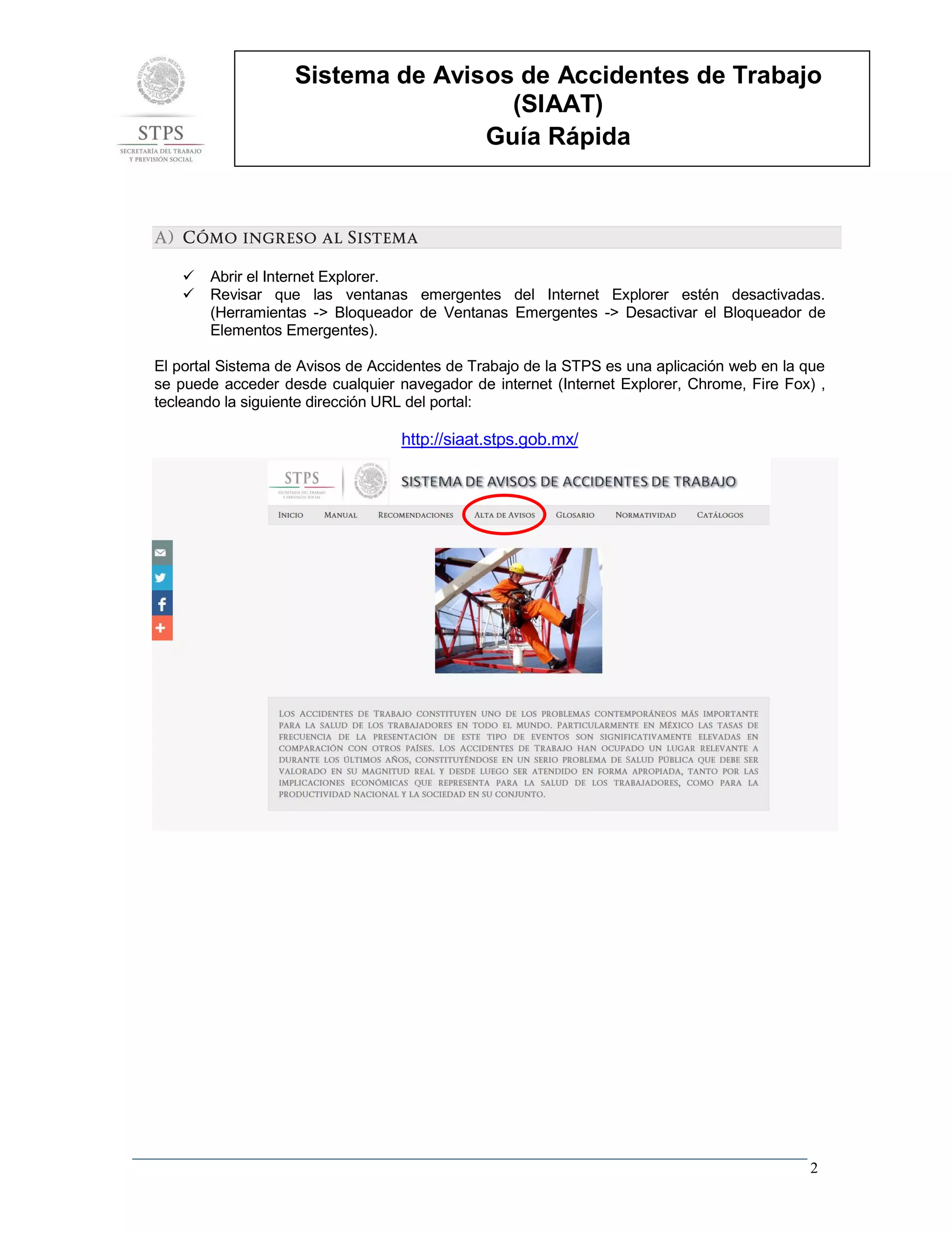 Sistema de avisos de accidentes de trabajo siaat guía y formatos ...