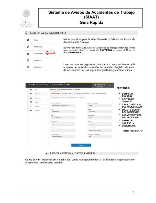 Sistema de avisos de accidentes de trabajo siaat guía y formatos ...