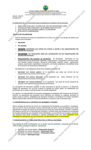Sistema De Evaluacion En La Escuela Normal Superior De Cartagena De ...