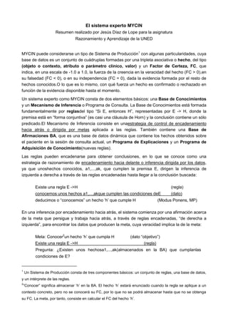 Sistema Experto MYCIN | DOCX