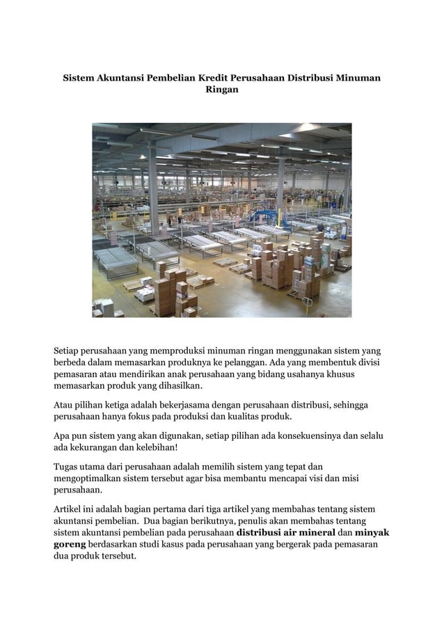 Sistem Akuntansi Pembelian Kredit pada Perusahaan Distribusi Minuman Ringan | PDF