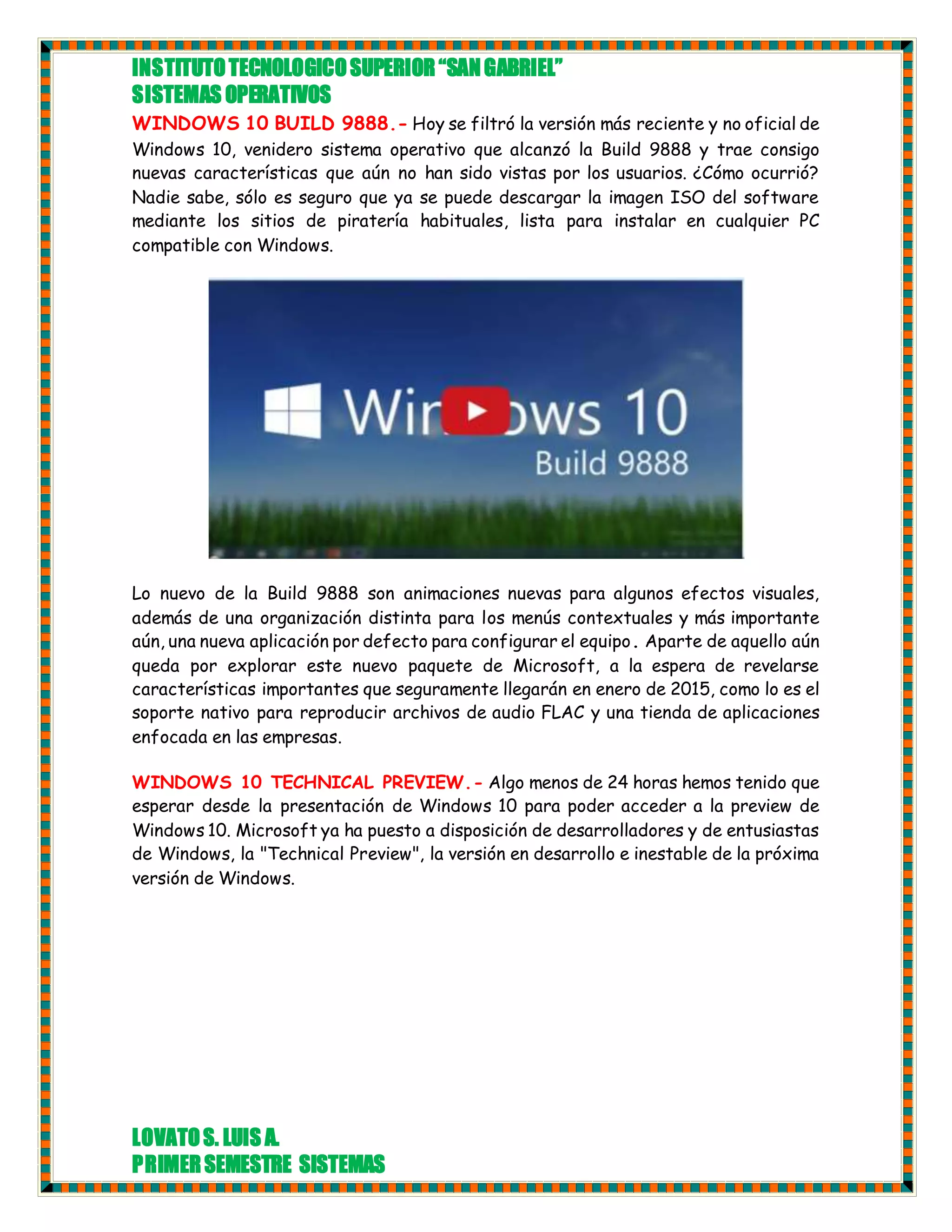 Sistema operativo windows 2010 | PDF