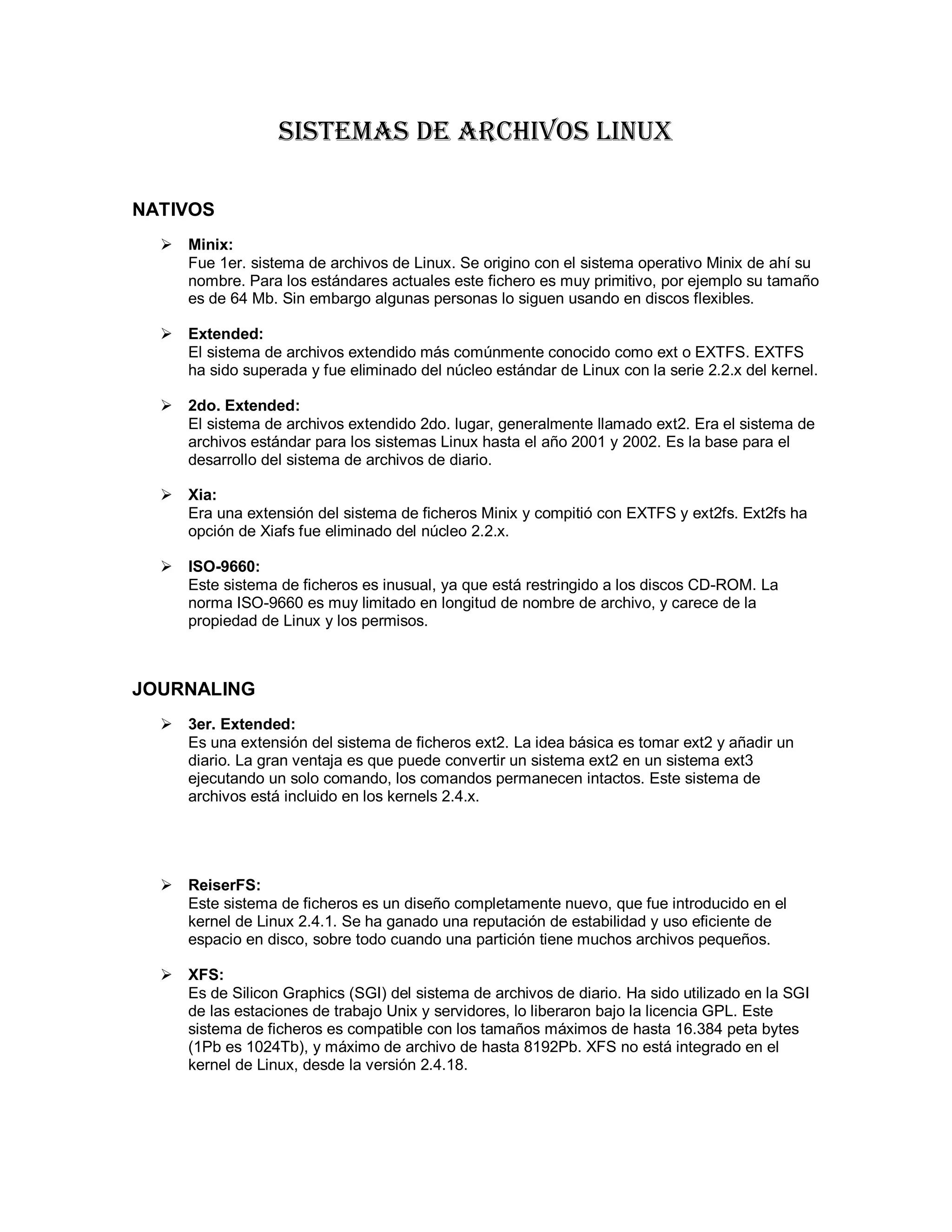 Sistemas de archivos linux | PDF