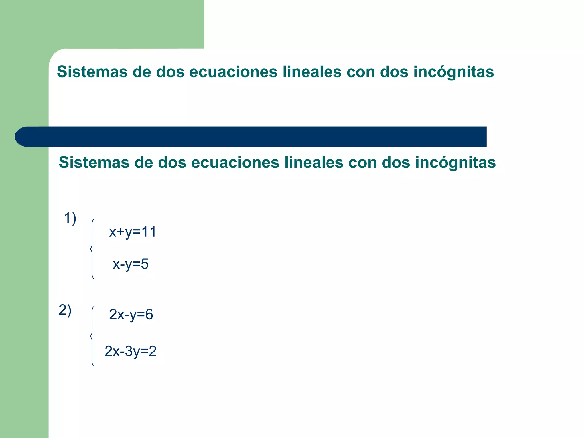 Sistemas De Dos Ecuaciones Lineales Con Dos IncóGnitas | PPT