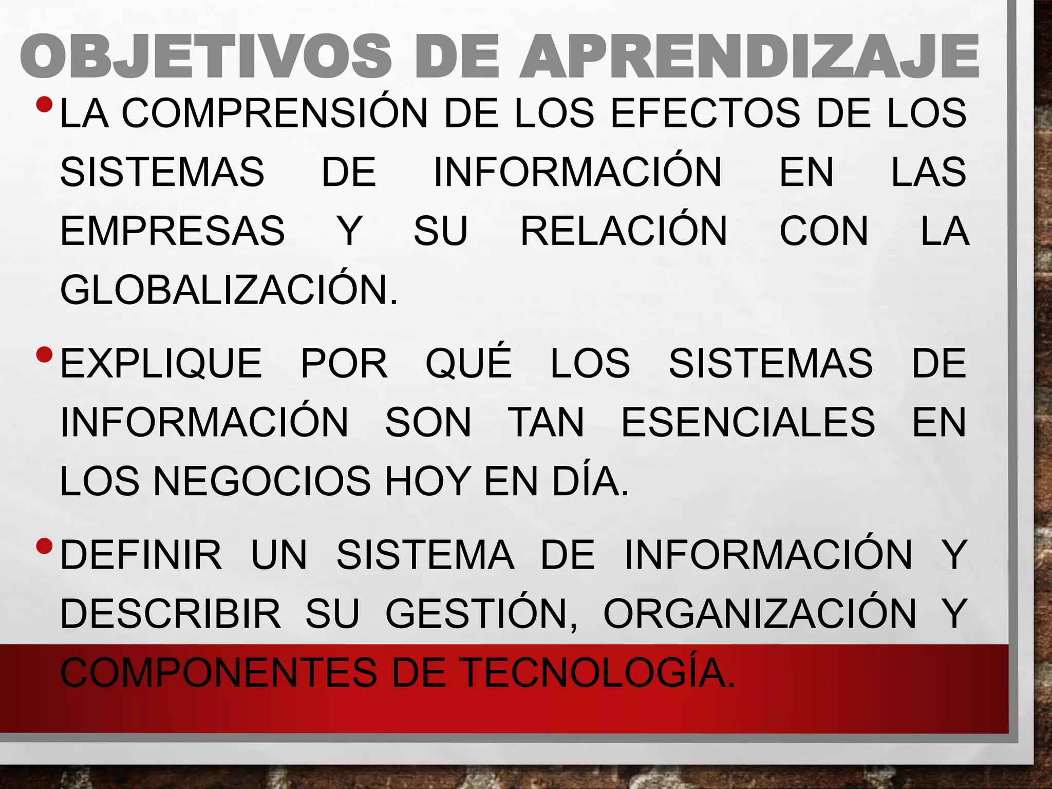 Los sistemas de información en los negocios globales contemporaneos | PPTX