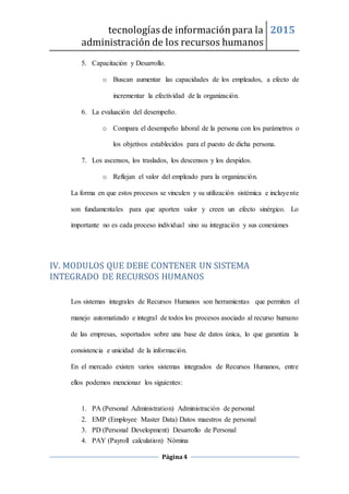 Sistemas de información para el área de rrhh | PDF
