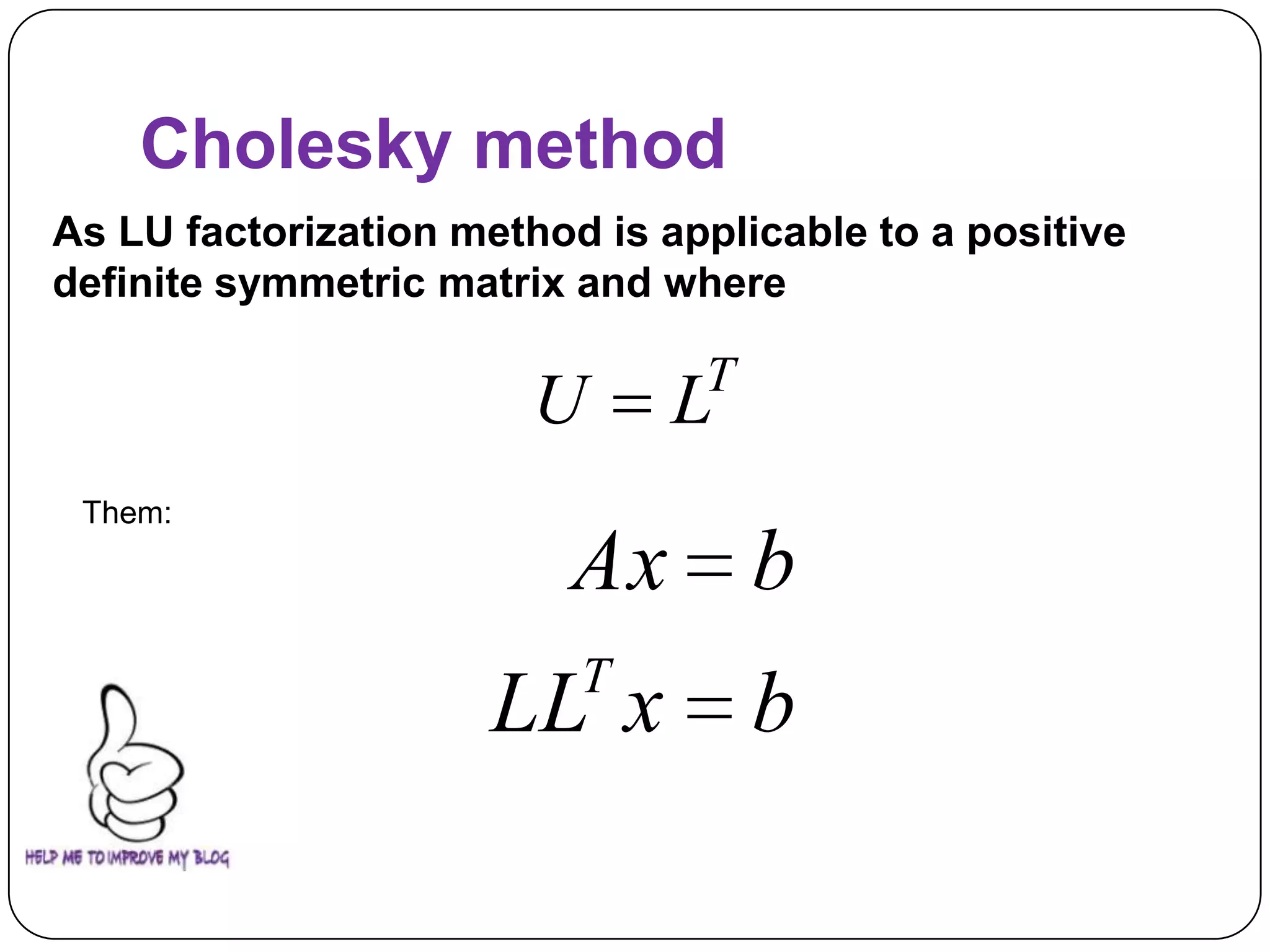 Cholesky method and Thomas | PPTX