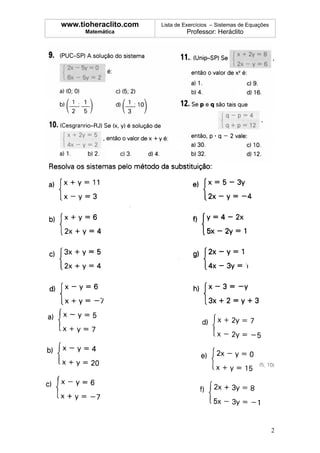 Sistemas Lineares 2equacoes 2incognitas | PDF