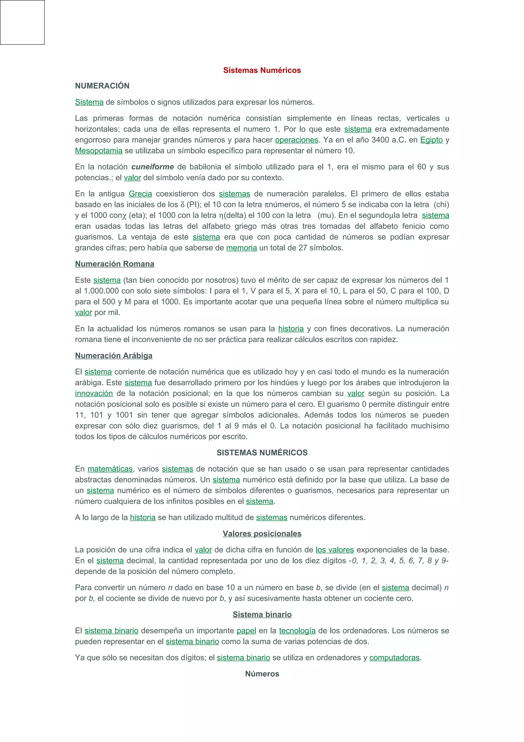Sistemas NuméRicos | DOC