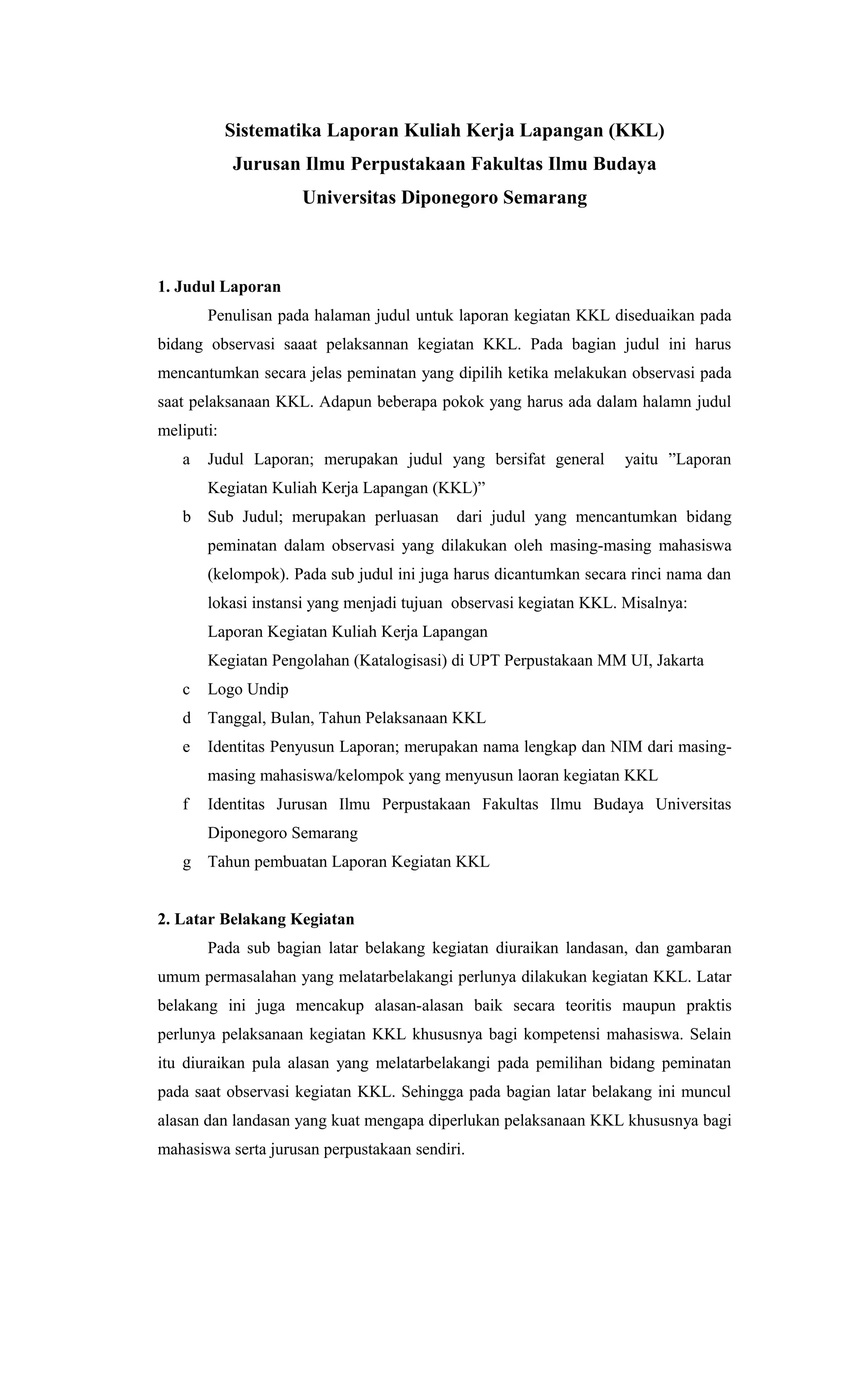 Sistematika laporan-kuliah-kerja-lapangan | PDF