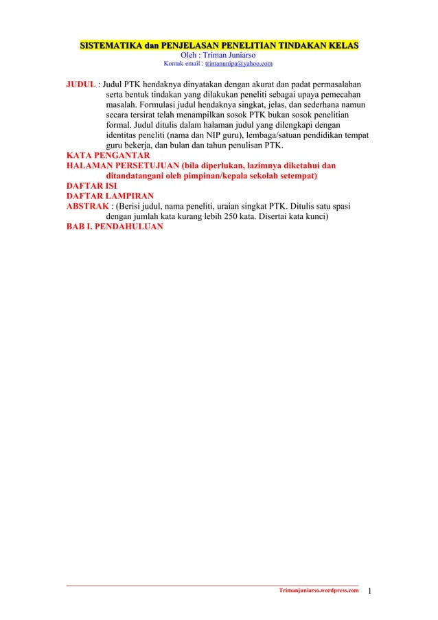 Sistematika dan penjelasan ptk | PDF