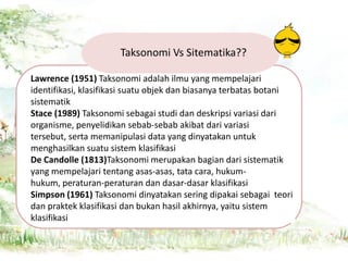 Sistematika dan taksonomi | PPTX