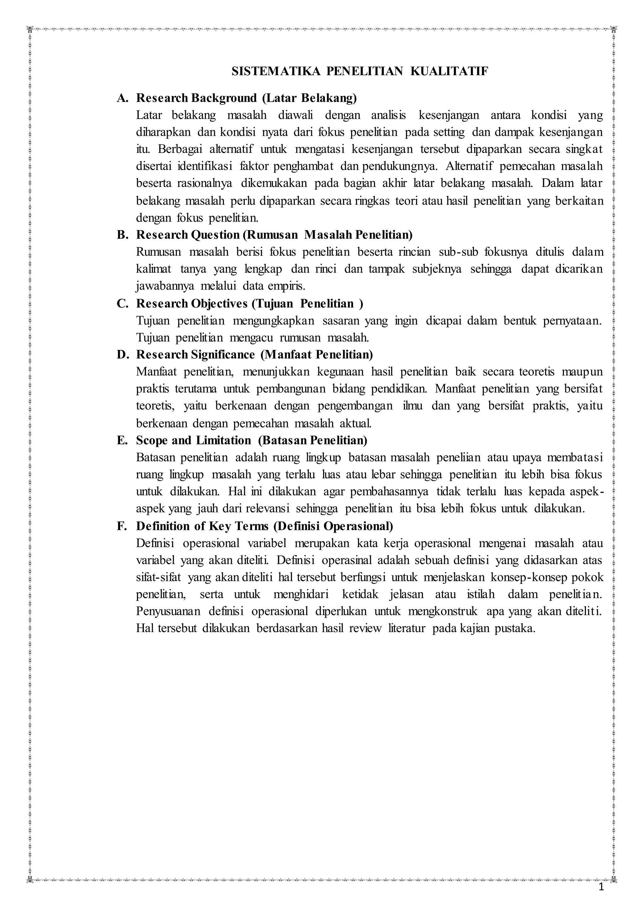 Sistematika penulisan penelitian kualitatif | DOCX