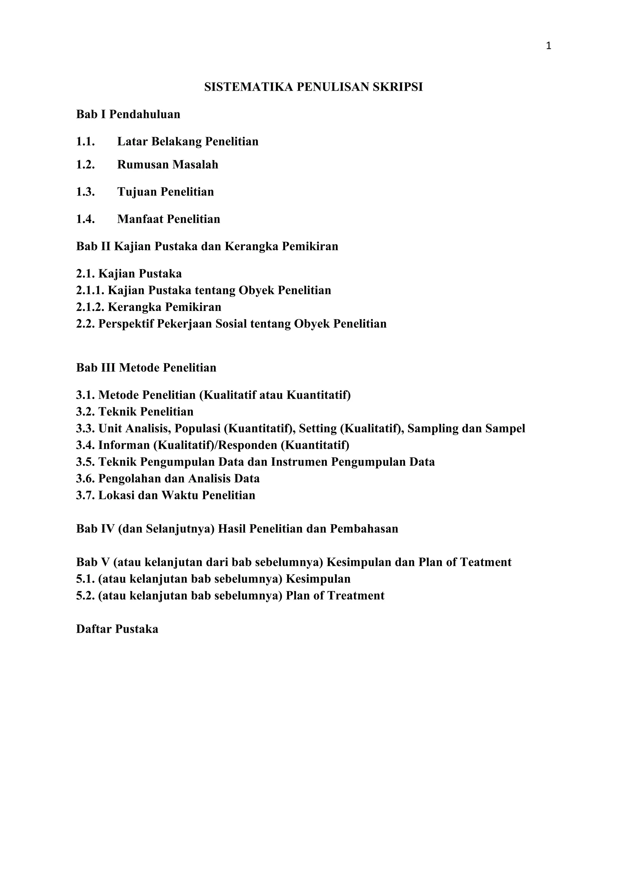 Sistematika penulisan skripsi ks | PDF