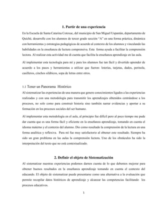 Sistematización de lectura comprensiva. | PDF