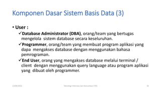 Pengenalan Sistem Basis Data (Database System) | PPT