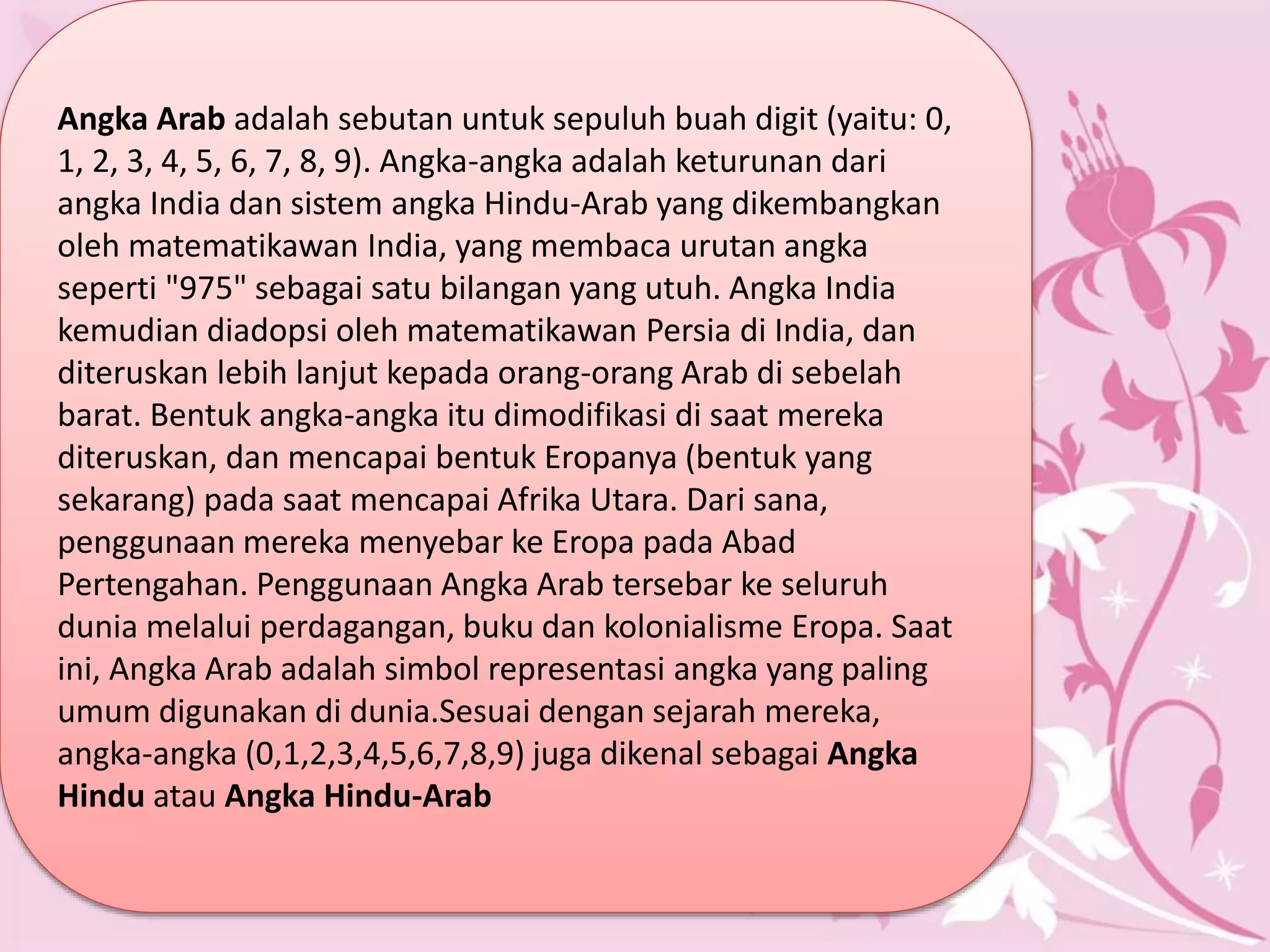 Sistem bilanga hindu arab | PPTX