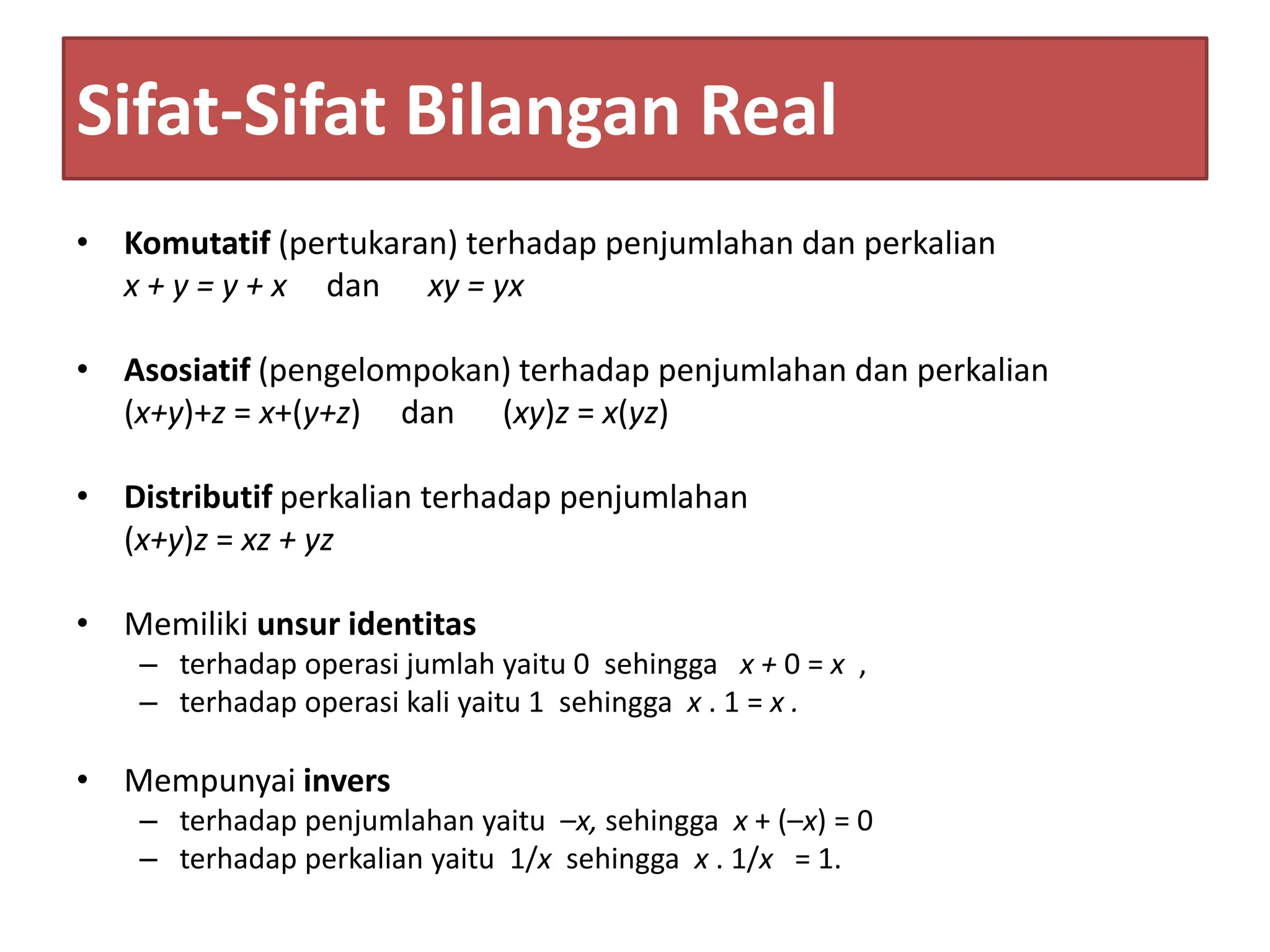 Sistem bilangan real himpunan bilangan real | PPT