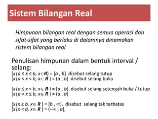 Sistem bilangan real himpunan bilangan real | PPT