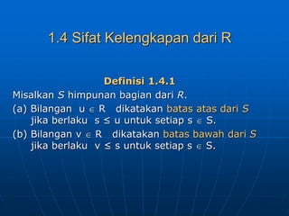 Sistem Bilangan Real Analisis Real 1 pendidikan mtk | PPT