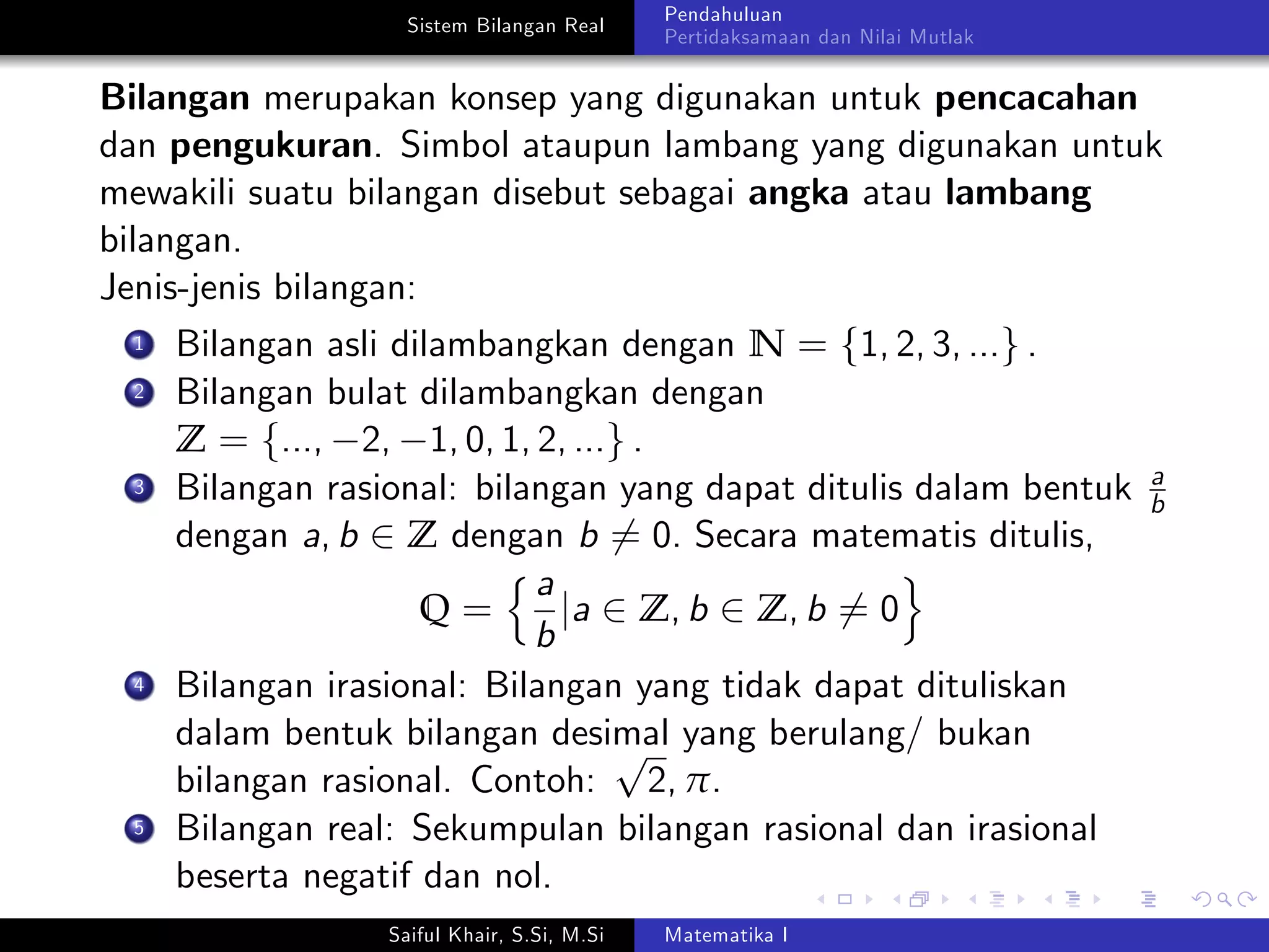 Sistem bilangan real ( matematika i ) | PDF