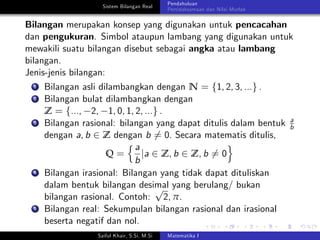 Sistem bilangan real ( matematika i ) | PDF