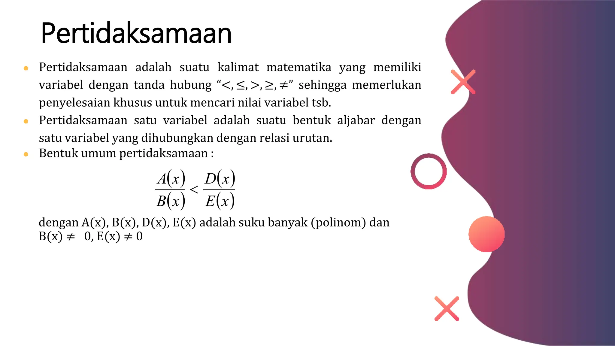 Sistem Bilangan Riil (Pertidaksamaan linier) | PPTX