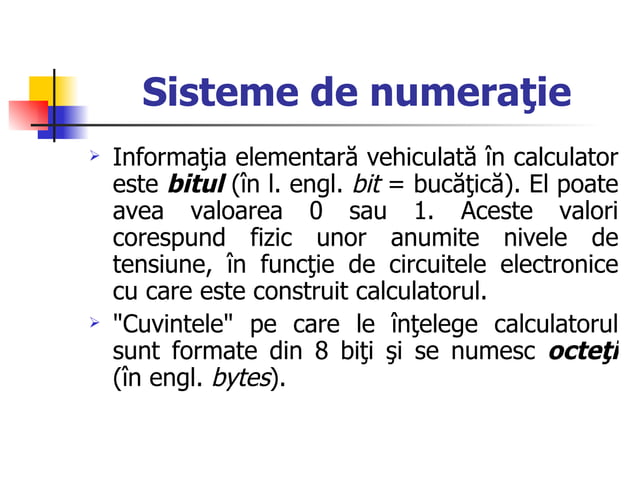 Sisteme de numeratie calculatoare | PPT