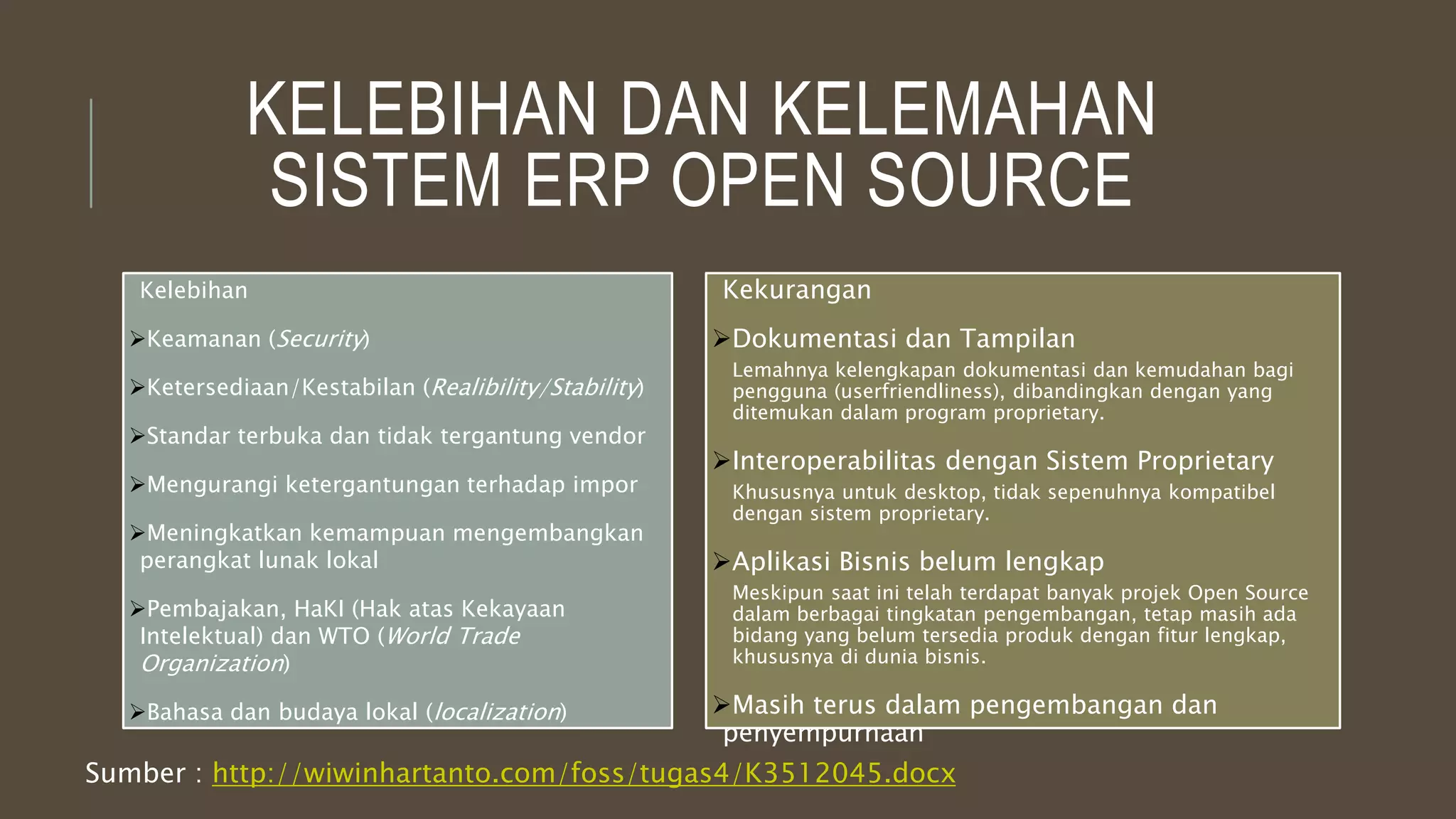 ERP proprietary dan open source | PPTX