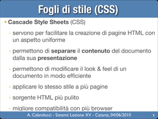 Sistemi lezione xv - cenni su css | PPT