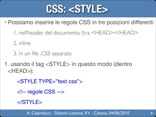 Sistemi lezione xv - cenni su css | PPT
