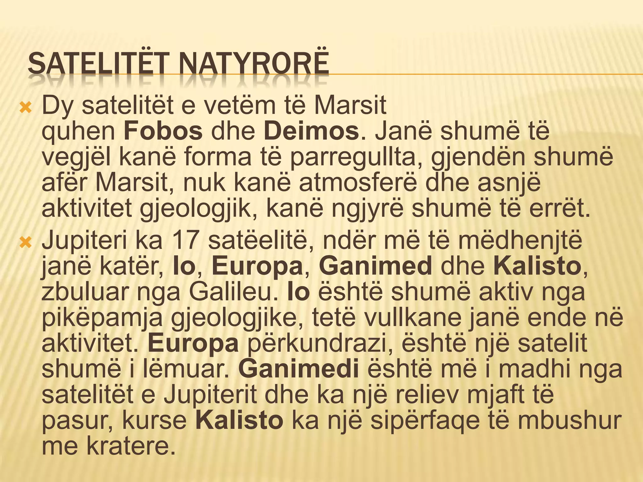 Sistemi diellor dhe elementet e tij | PPTX