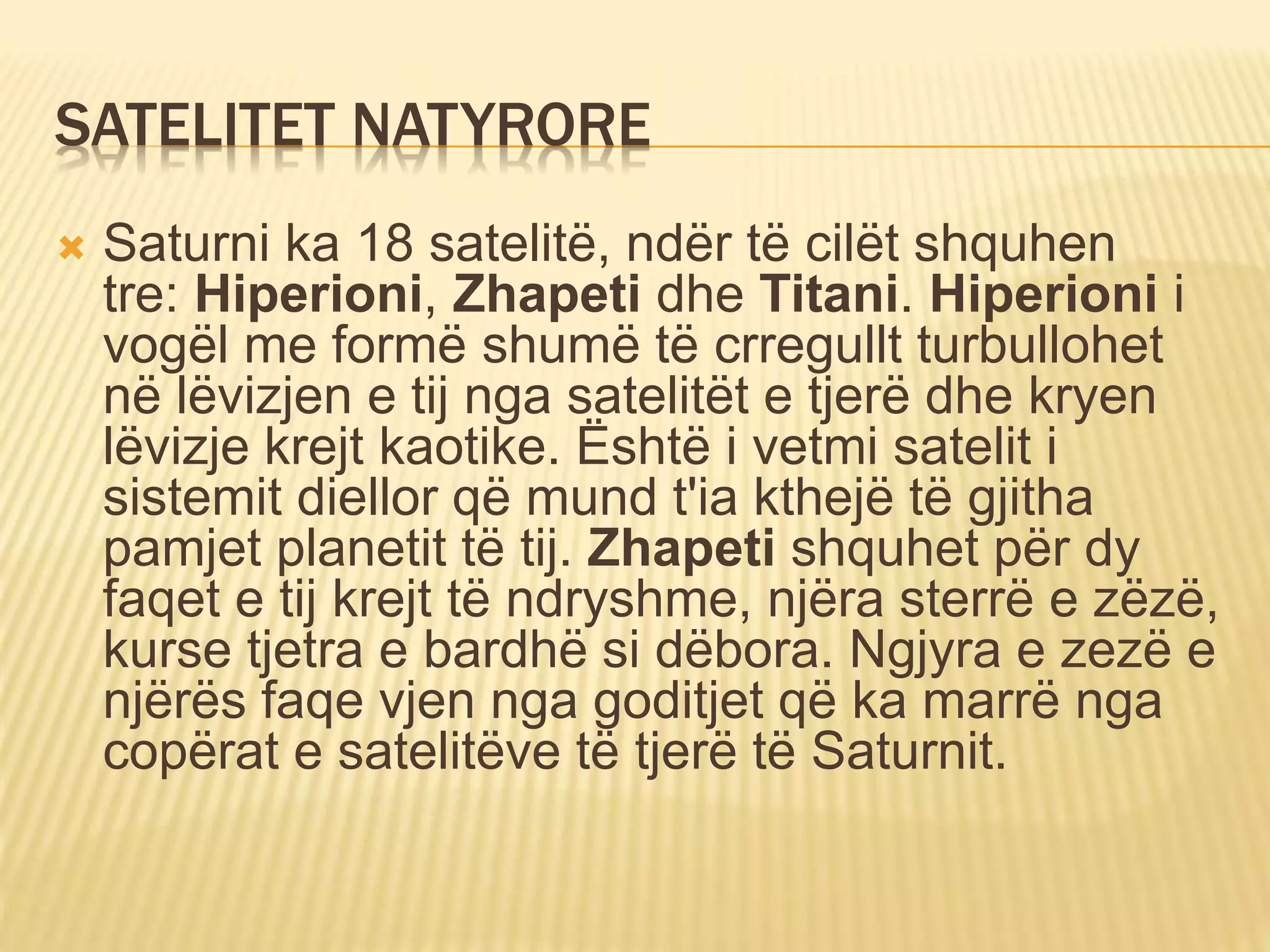 Sistemi diellor dhe elementet e tij | PPTX