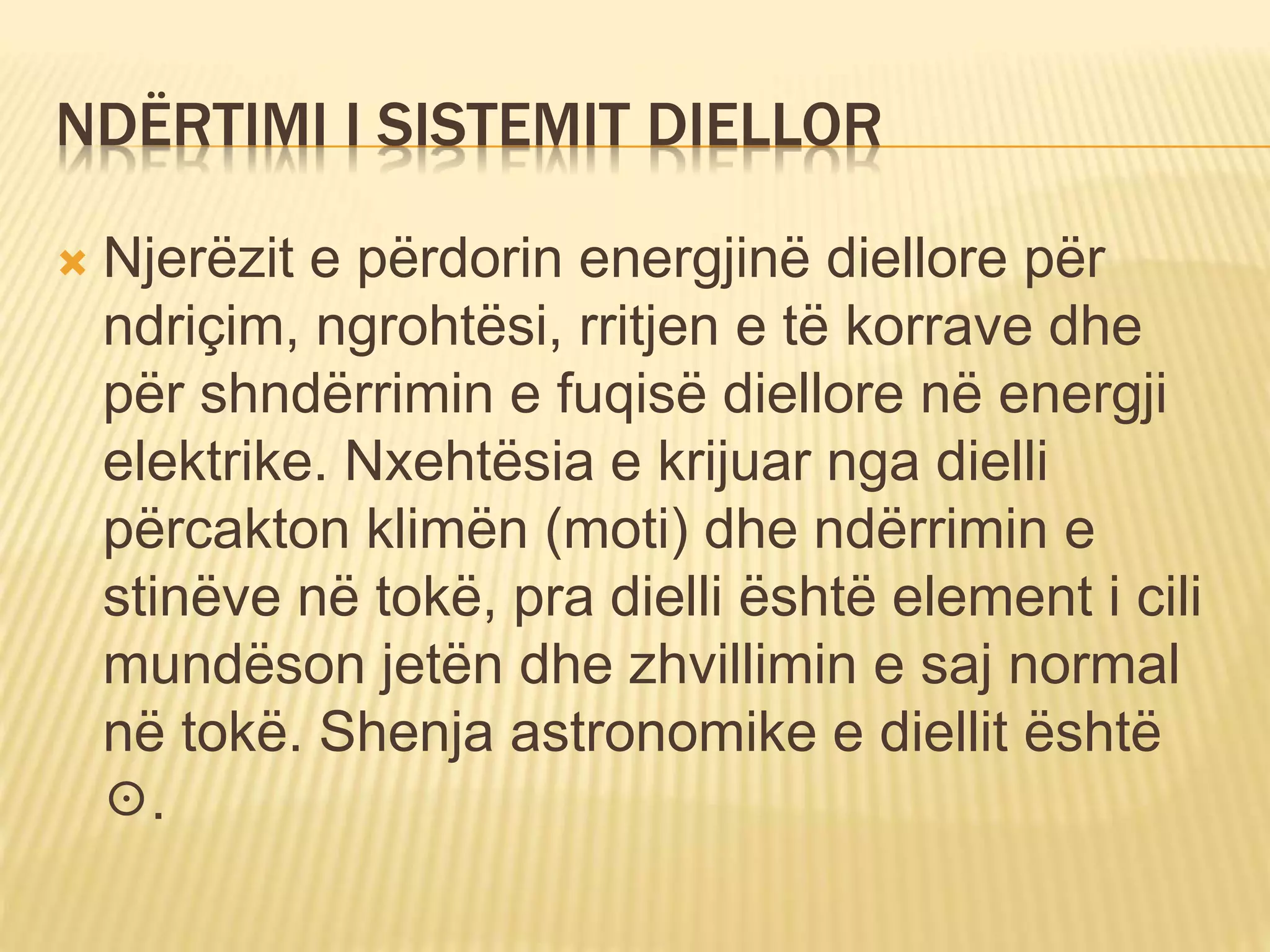 Sistemi diellor dhe elementet e tij | PPTX