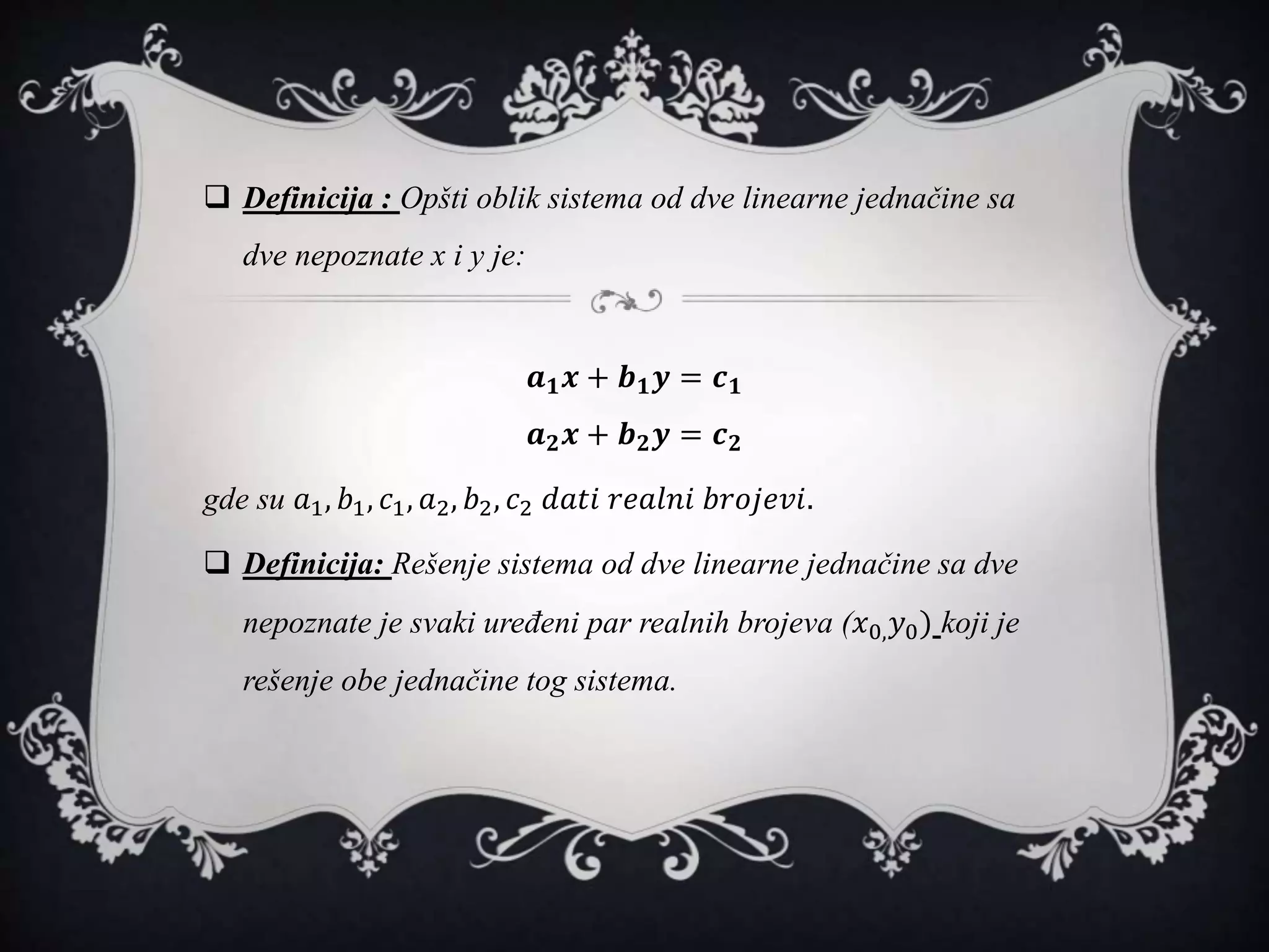 Sistemi linearnih jednacina | PPTX