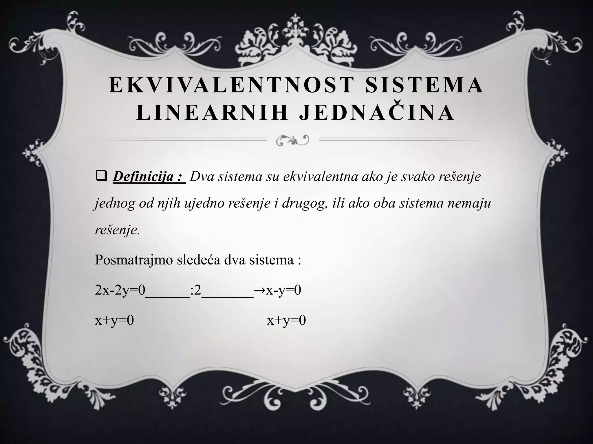 Sistemi linearnih jednacina | PPTX