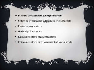 Sistemi linearnih jednacina | PPTX