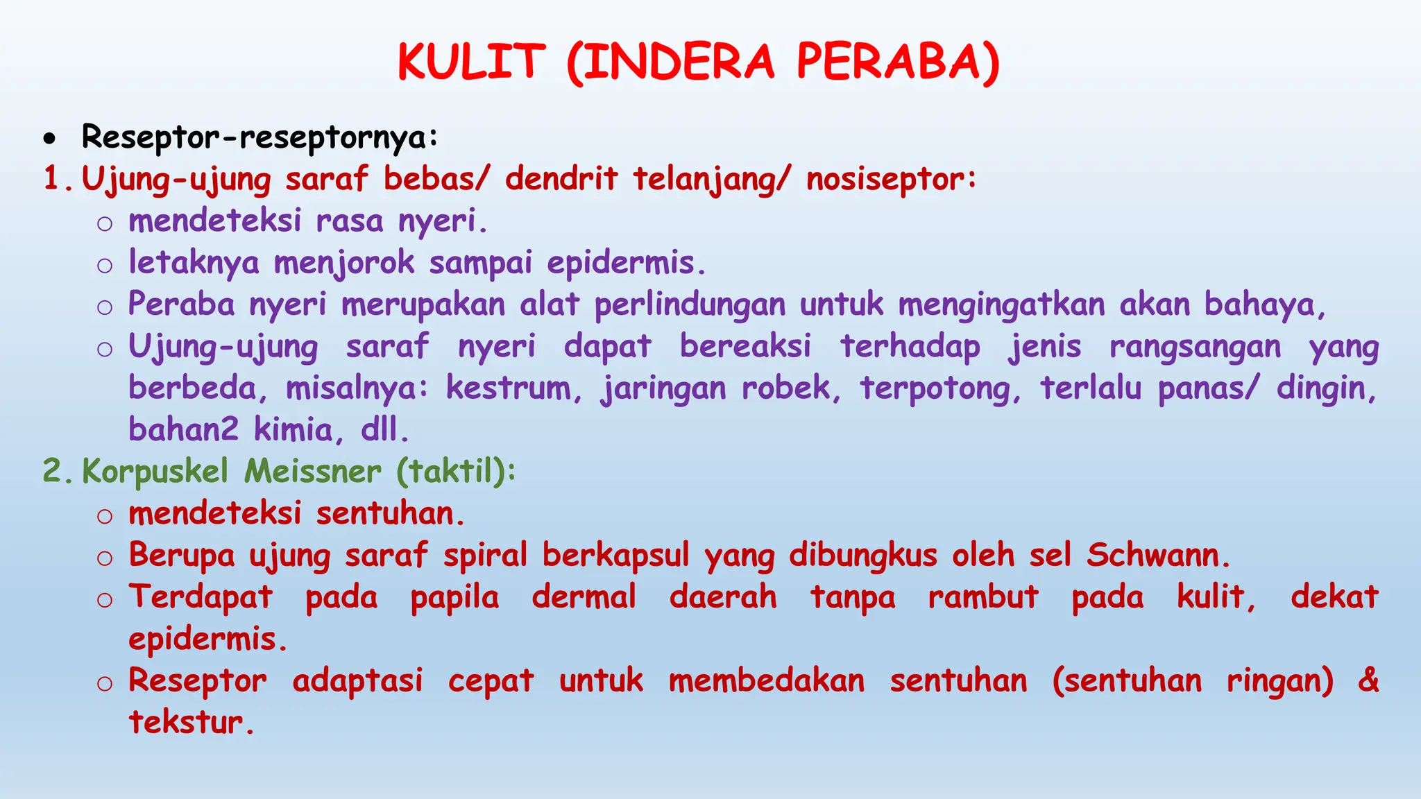 sistem indera sense organs touch pressure temperature skin | PDF