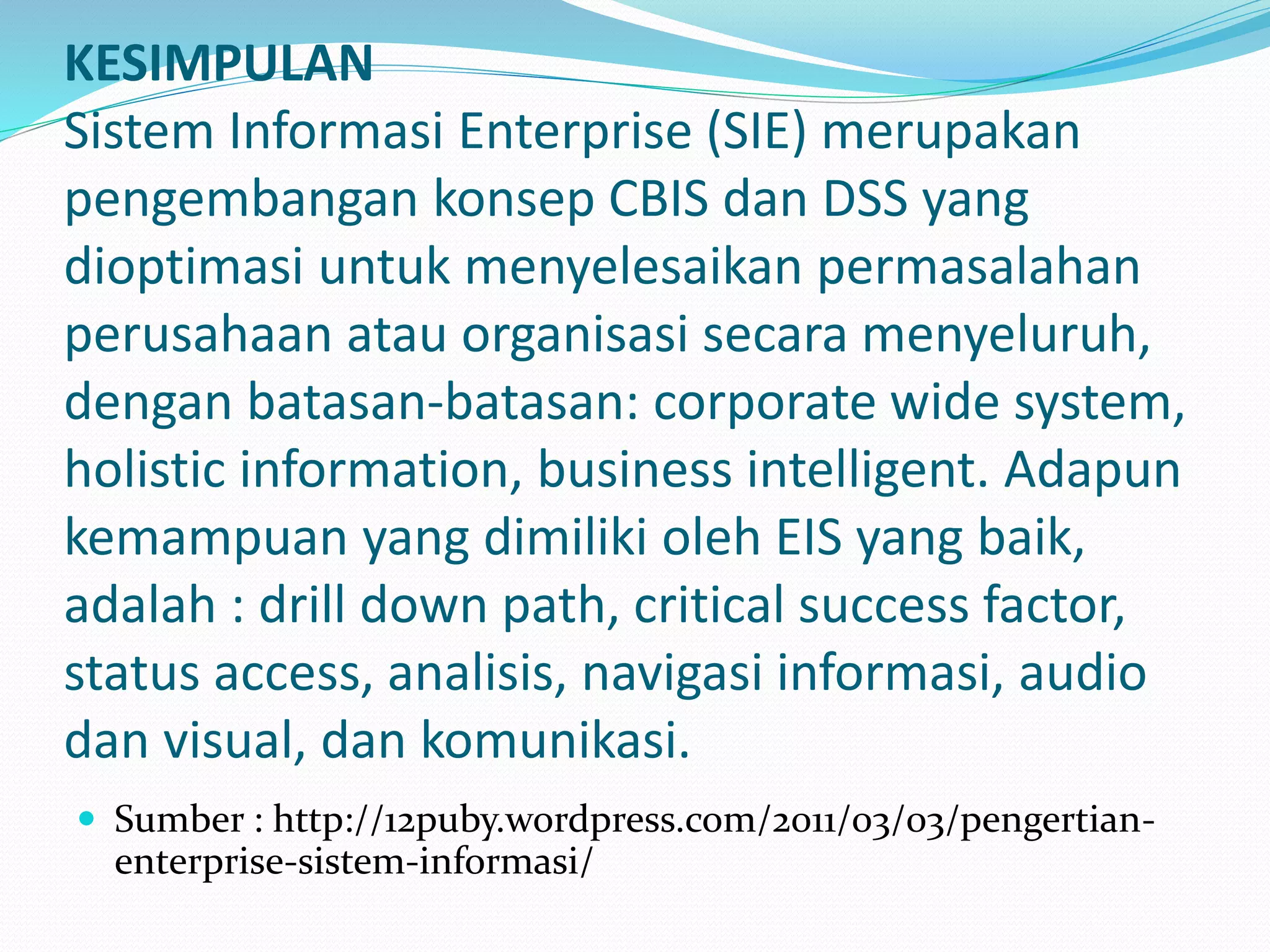 Sistem informasi enterprise (sie) | PPTX