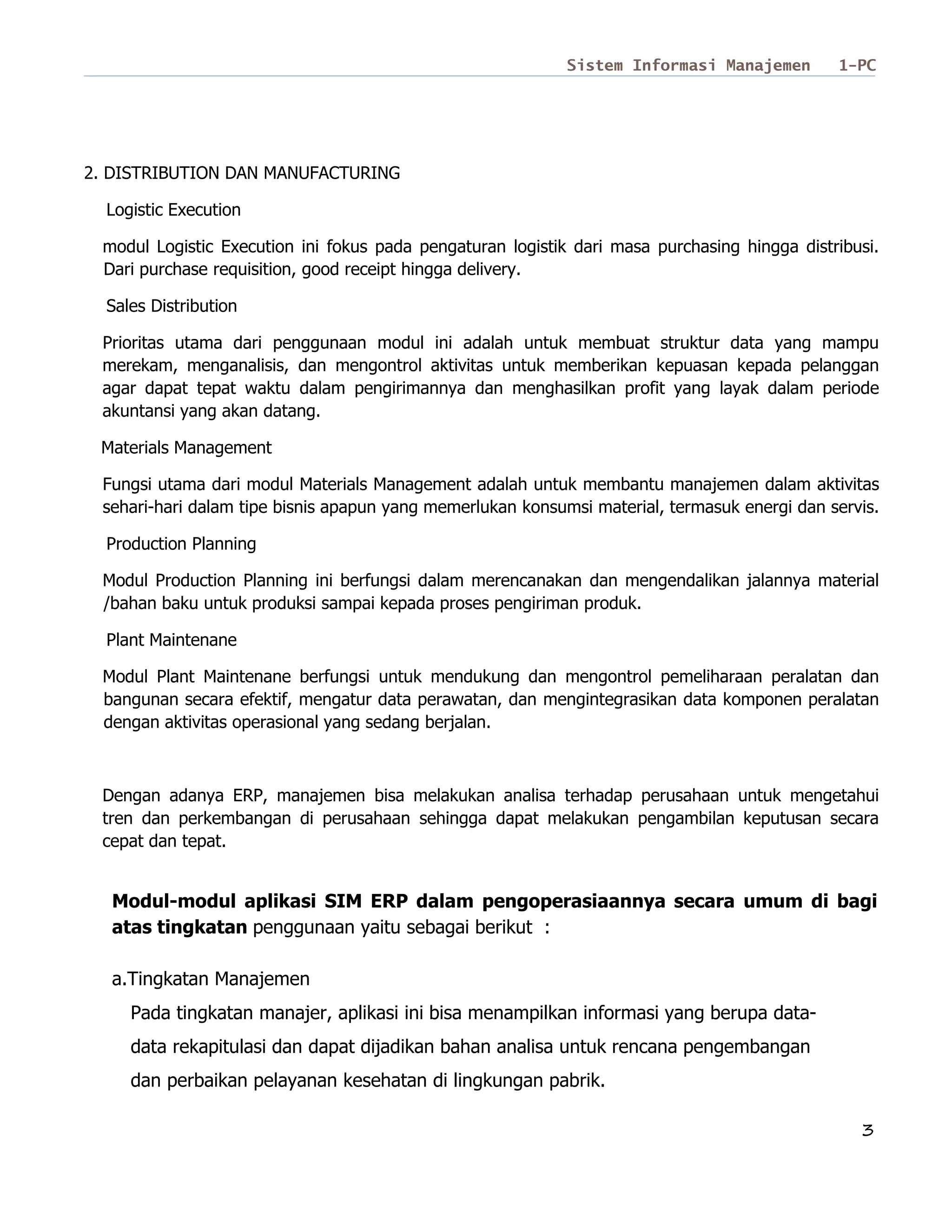Sistem informasi erp 2018 | PDF