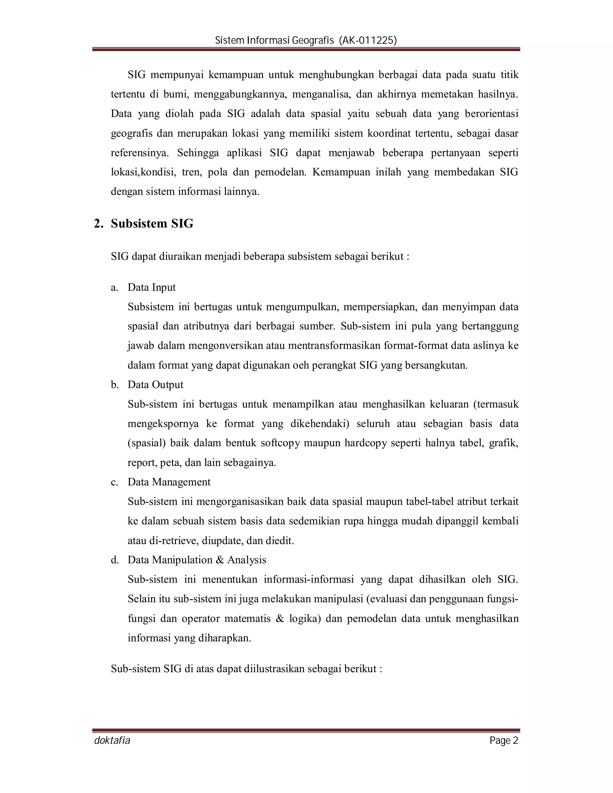 Sistem Informasi Geografis 1 | PDF