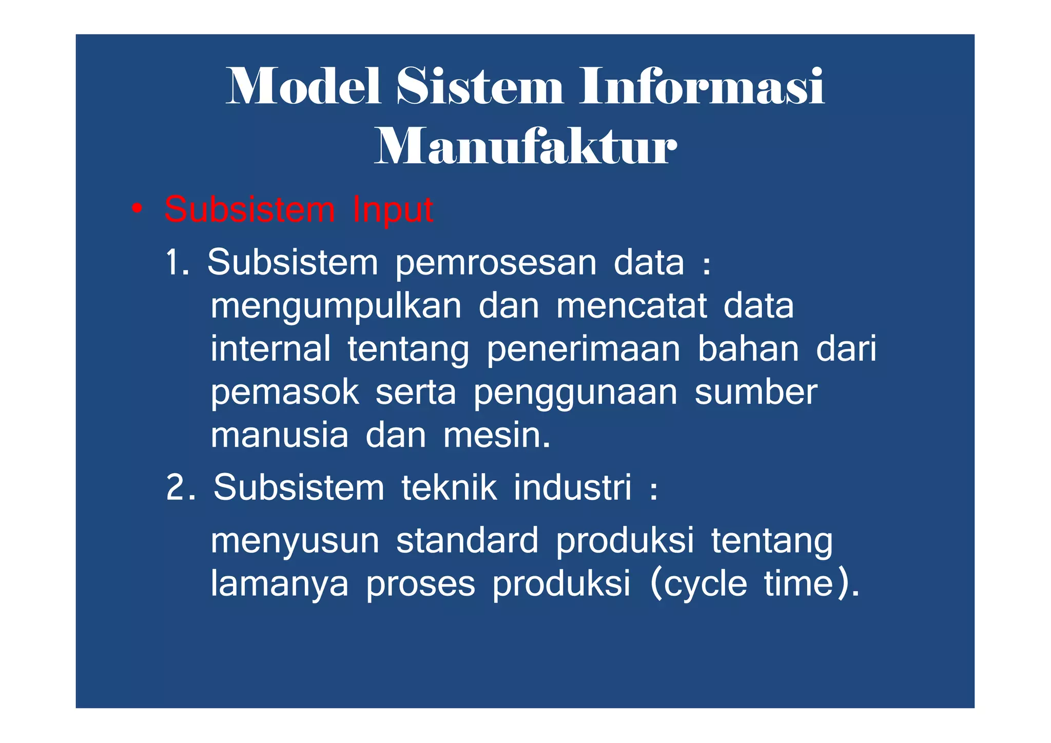 Sistem informasi manufaktur | PDF