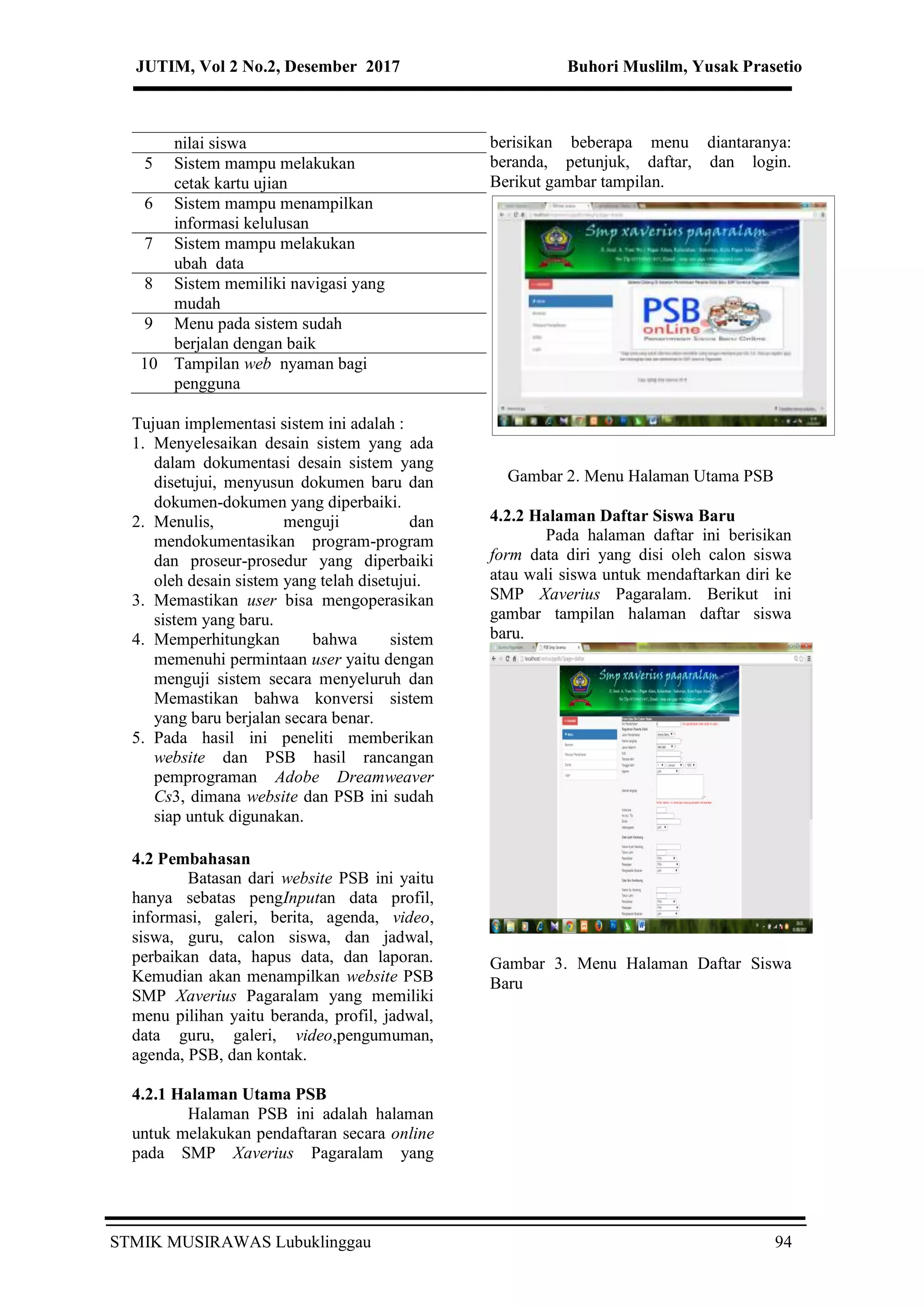 Sistem informasi penerimaan siswa baru smp xaverius pagaralam berbasis website | PDF