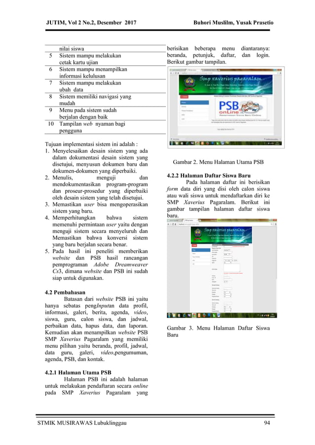 Sistem informasi penerimaan siswa baru smp xaverius pagaralam berbasis website | PDF